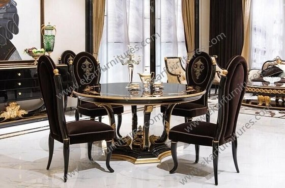 Classic Style Dining Room Table Round Pedestal Dining Table Marble wood TN-005