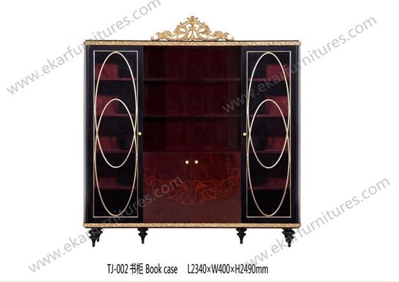 Vintage Empire Style Solid Wood Bookcase With Glass Doors TJ-029