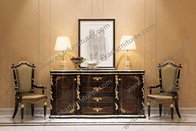 French Vitrine Carved Front Oval China Cabinet With Drawer Black Gold Lacquer TP-029