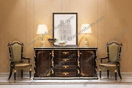 French Vitrine Carved Front Oval China Cabinet With Drawer Black Gold Lacquer TP-029