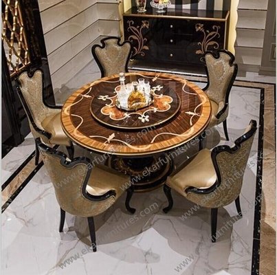 Classic Style Dining Room Table Round Pedestal Dining Table Marble wood TN-005