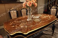 Classic Style Dining Room Table Round Pedestal Dining Table Marble wood TN-005