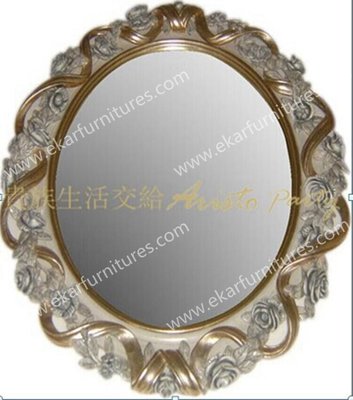 Shaped Wall Dresser Mirror with Carven frame golden color AG-308