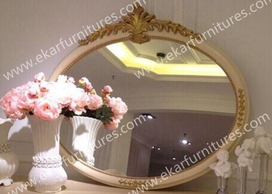 Shaped Wall Dresser Mirror with Carven frame golden color AG-308