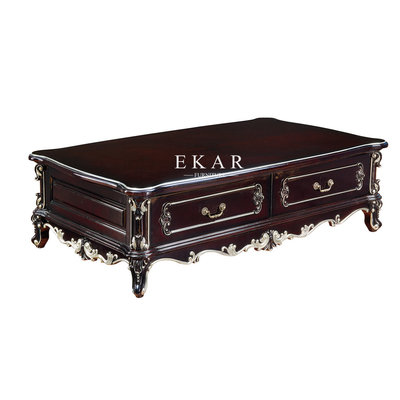 Living Room Luxury Carved Oak Black Coffee Table