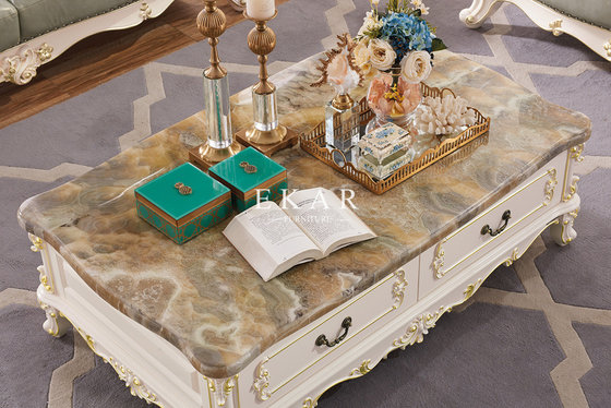 Marble Top Storage Living Room Wooden Coffee Table