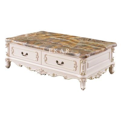 Marble Top Storage Living Room Wooden Coffee Table