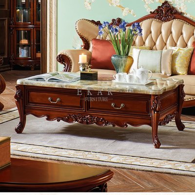 Wooden Luxury Storage Marble Coffee Table