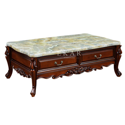 Wooden Luxury Storage Marble Coffee Table