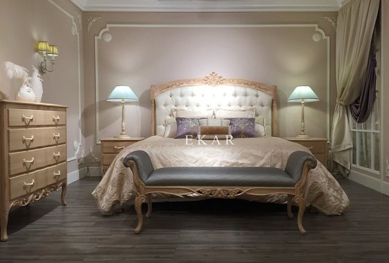 Wooden Frame Bedroom Furniture Luxury Italian Bed