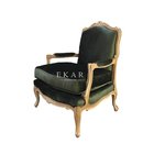 Fabric Leisure Antique Arm Wood Relaxing Chair