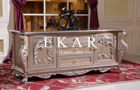 Classic Wood Carved Cabinet Solid Wood Antique Gold Luxury Tv Stand