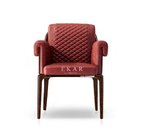 Red Leather Armchair Upholstered Dining Room Chair With Arm W006D5
