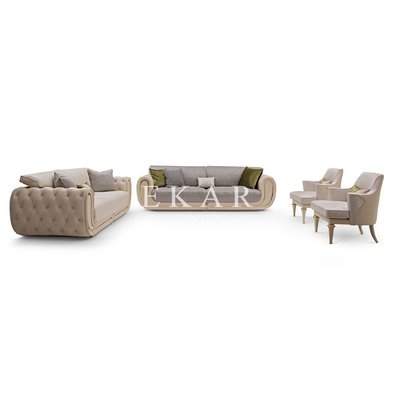 Luxury White Genuine Leather Living Room Furniture Modern Sofa Set
