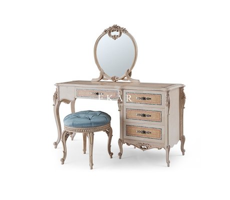 Classic Hand Carved Luxury Wooden Dressing Table With Mirror