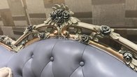 Rose Carving Leather Royal Wooden Design Luxury Sofa Living Room Set