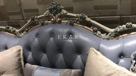Rose Carving Leather Royal Wooden Design Luxury Sofa Living Room Set