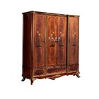 Solid Wood Veneer Classic 4 Door Antique Luxury Wooden Wardrobe