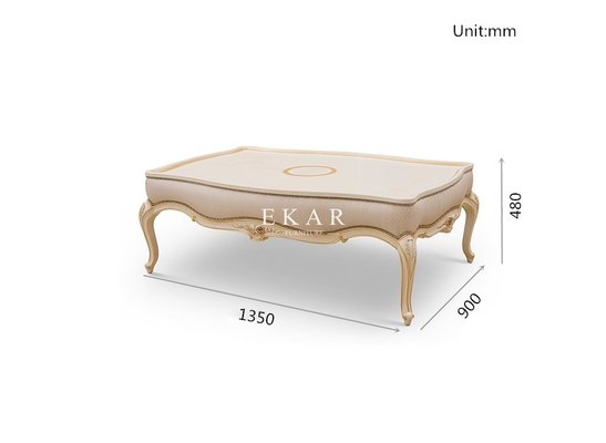 2019 New Design Antique Solid Wood With Fabric Elegant Luxury Coffee Table