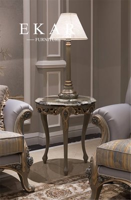 Home Furniture Antique Marble Top Teapoy Corner End Tables