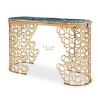 Deluxe European Stainless Steel Marble Top Hallway Console Table W003H8